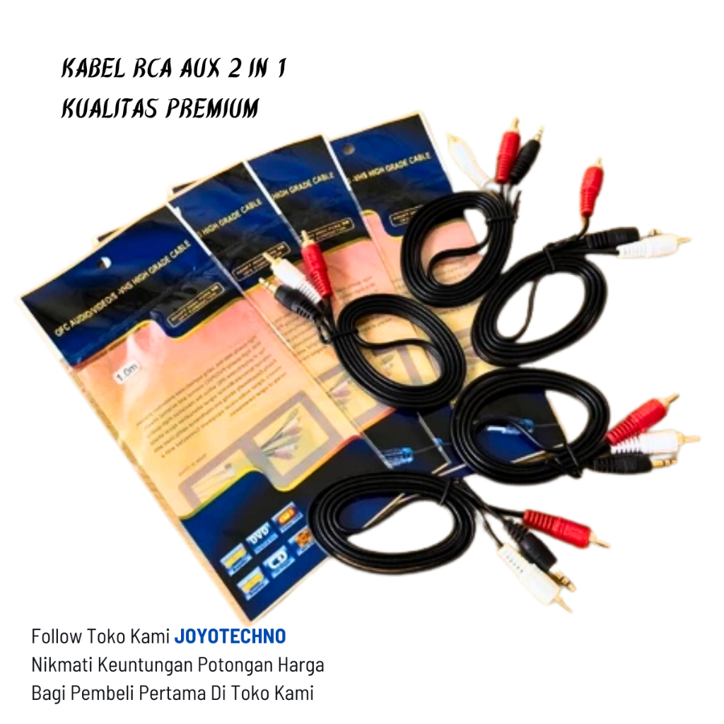 Jual Kabel RCA Audio 2in1 Premium Tebal Jack Audio Standart 3.5mm male ...