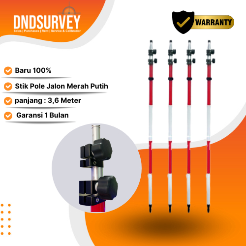 Jual Stik Pole Survey 3,6 Merah Putih cocok untuk Gps Rtk Prisma Target ...