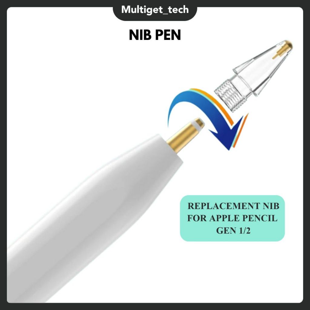Jual Pen Tip Nib for Apple Pencil Gen 1/2 Stylus Hard Clear White ...