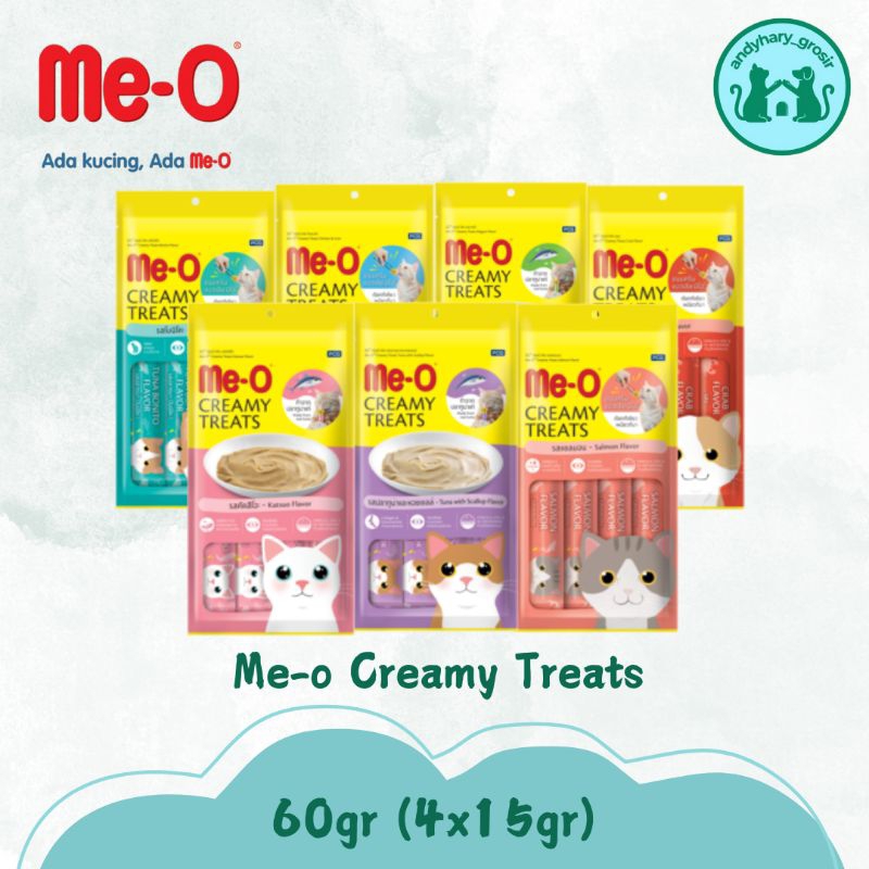 Jual Me-O Creamy Treats 60 gr Per Pack ( 4 x 15 gr ) Meo Cat Snack Me O ...