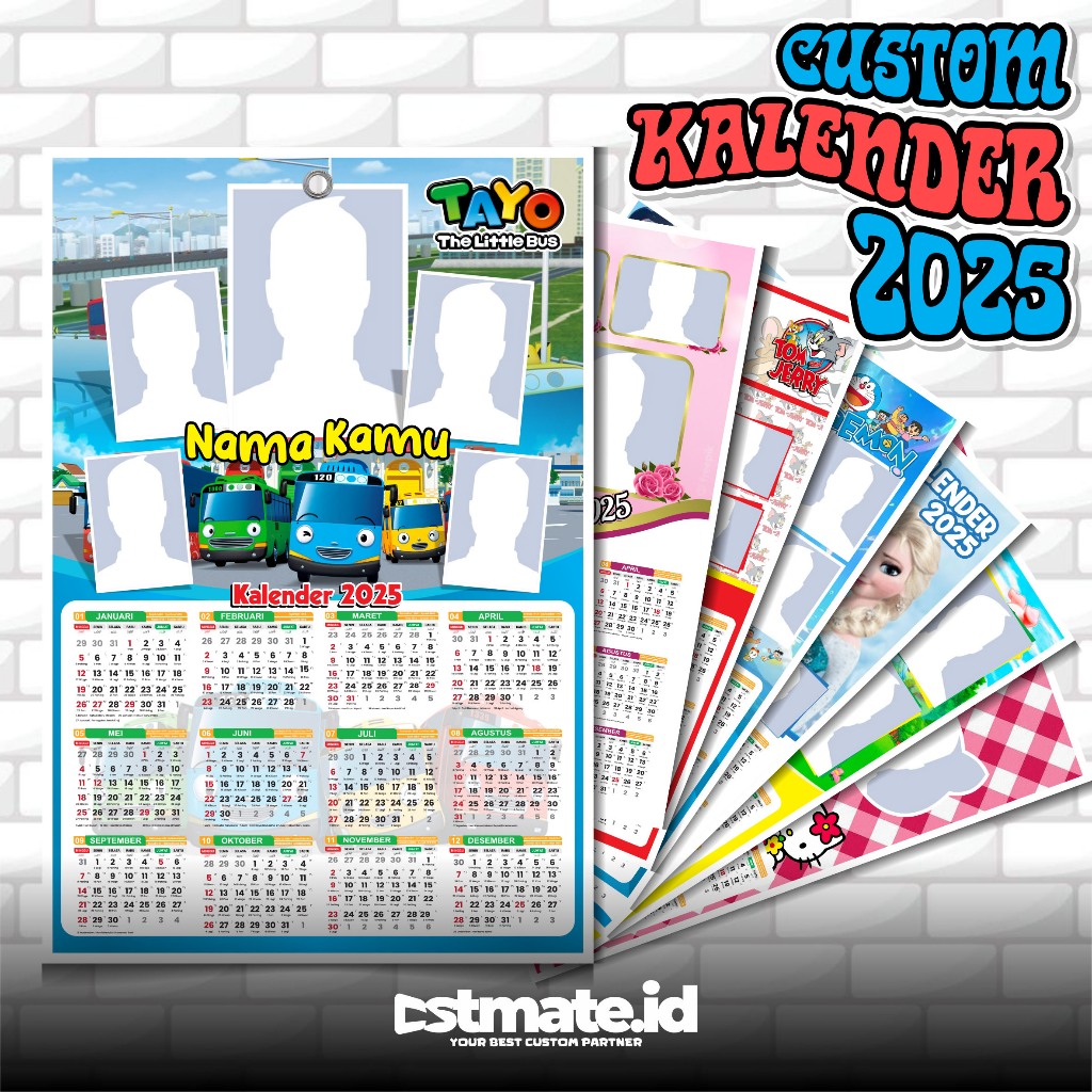 Jual CUSTOM KALENDER 2025 | PAKAI FOTO DAN TEMA BACKGROUND KARTUN ...