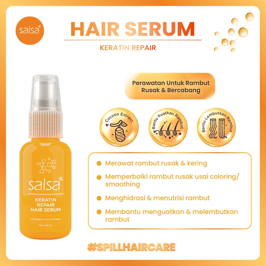Jual 【ORIGINAL BPOM】SALSA Keratin Repair Hair Serum 80ml - Cocoon ...
