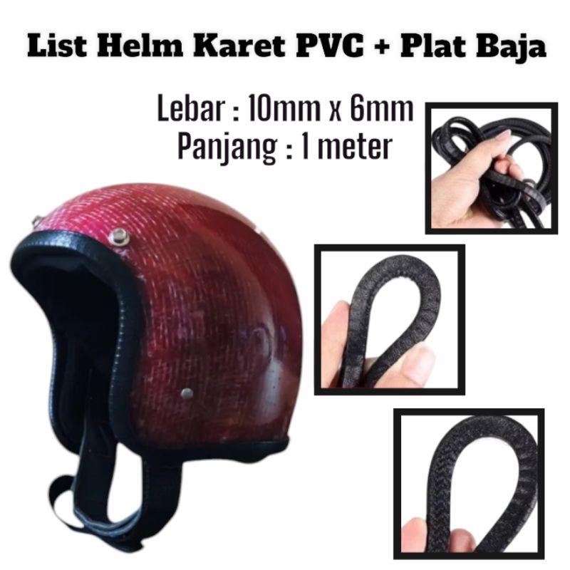 Jual List Helm Slim Head List Karet PVC Plat Baja 1 Meter Half Face ...