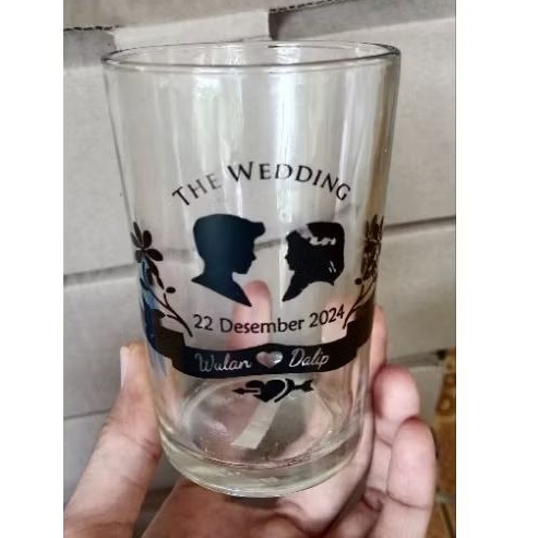Jual souvenir gelas kaca sablon ukuran 7x10cm | Shopee Indonesia