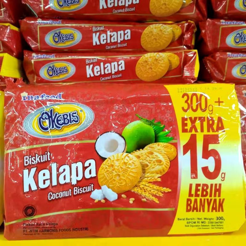 Jual 1 KARTON | OKEBIS BISKUIT KELAPA 300 gram | extra 15 gram lebih ...