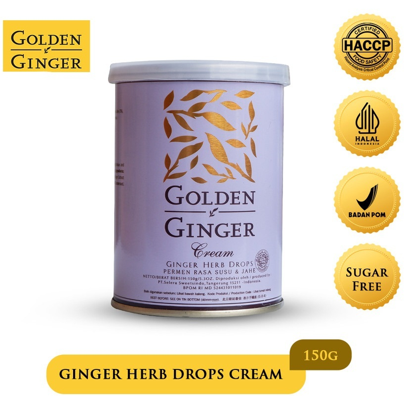 Jual PERMEN GOLDEN GINGER CREAM GINGER HERB DROPS 150 GR / GOLDEN ...
