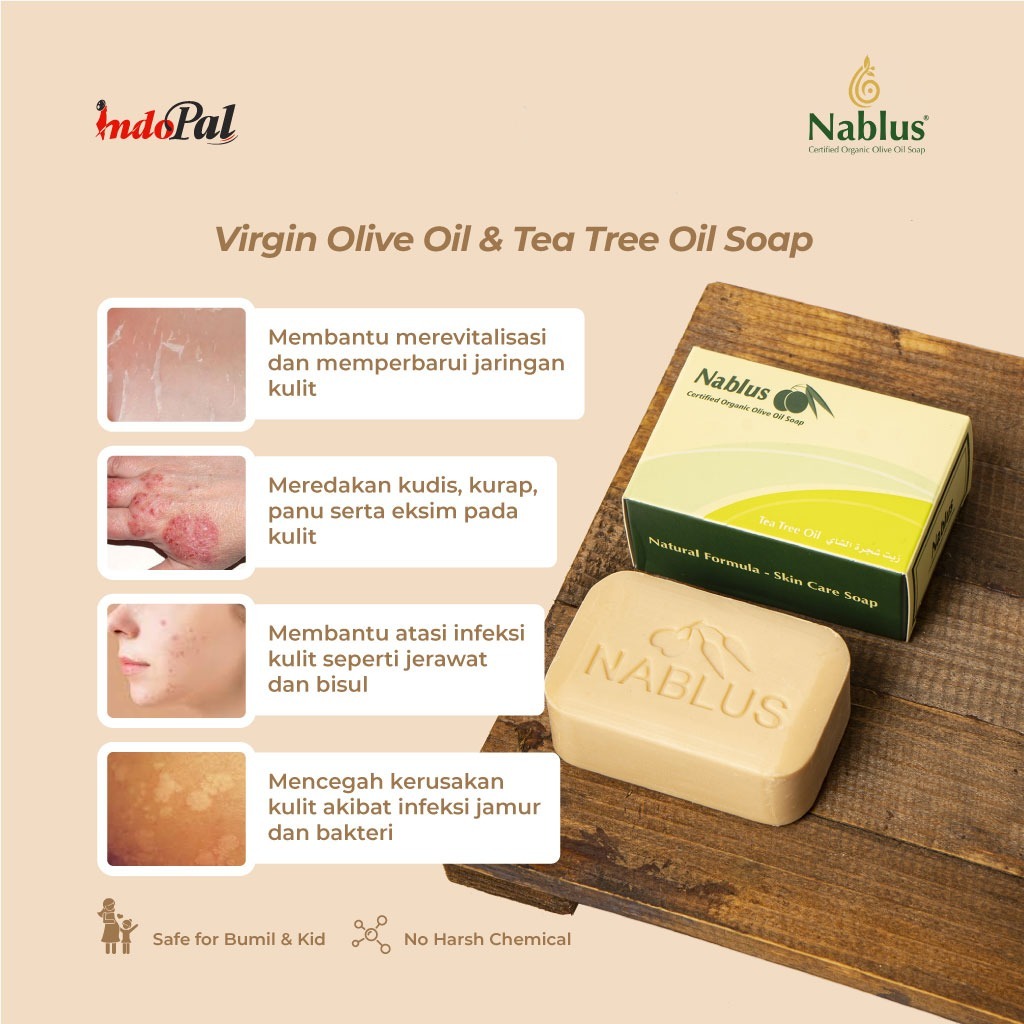 Jual Nablus Soap: Natural Tea Tree & Olive Bar 100 gr | Shopee Indonesia