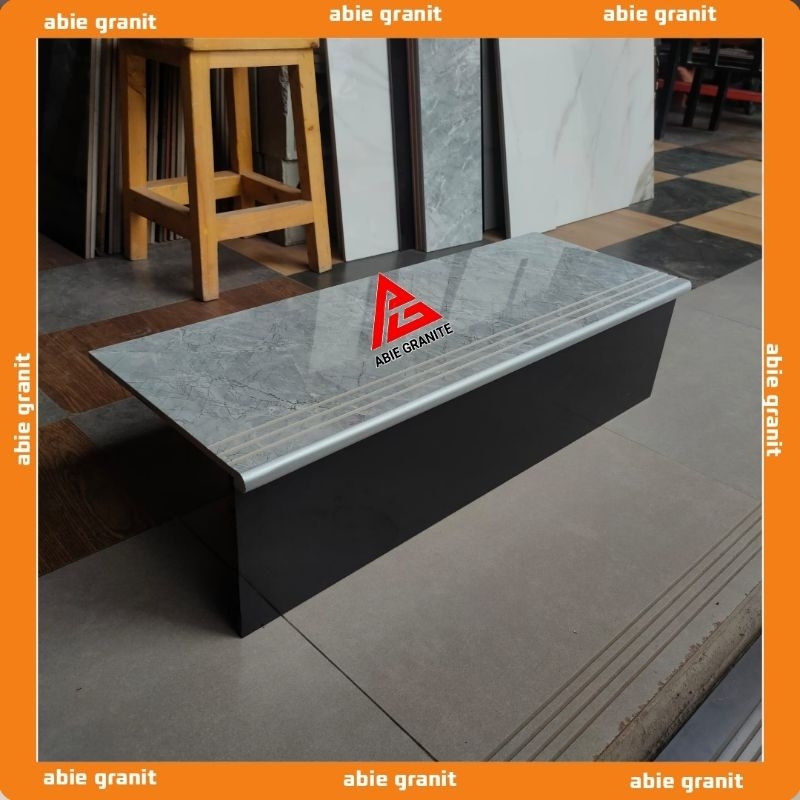 Jual GRANIT TANGGA DOUBEL BEVEL 30X80 DAN 20X80 GRIS PARADISO X HITAM ...
