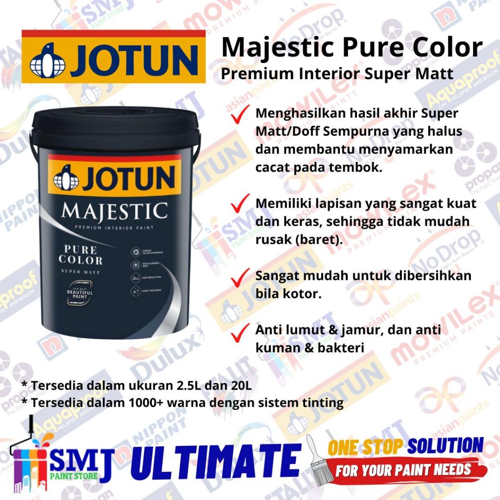 Jual CAT DINDING INTERIOR JOTUN MAJESTIC PURE COLOUR TINTING KEMASAN 2 ...