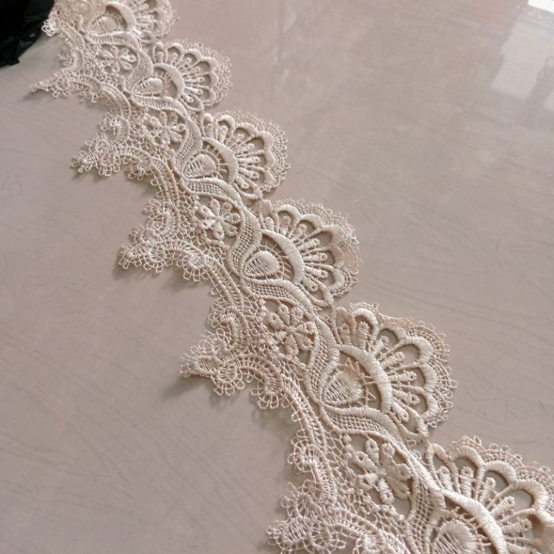 Jual renda jiper warna milo harga permeter | Shopee Indonesia