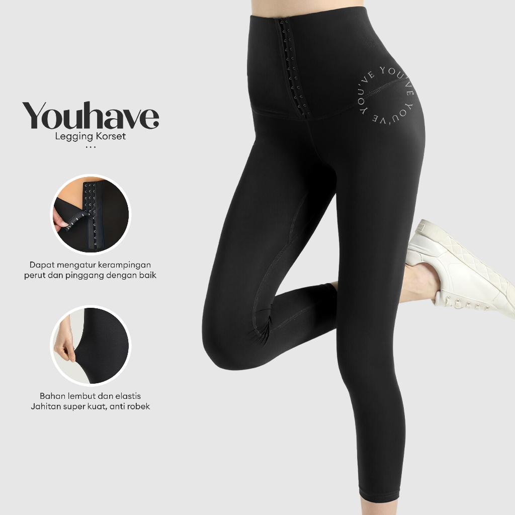 Jual YouHave ( You’ve ) Celana Legging Korset Kait 10 High Waist Gym ...