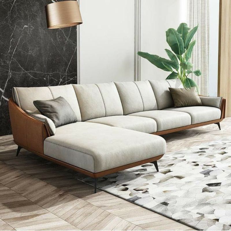 Jual Sofa sectional leter l kulit sintetis tanpa meja | Shopee Indonesia