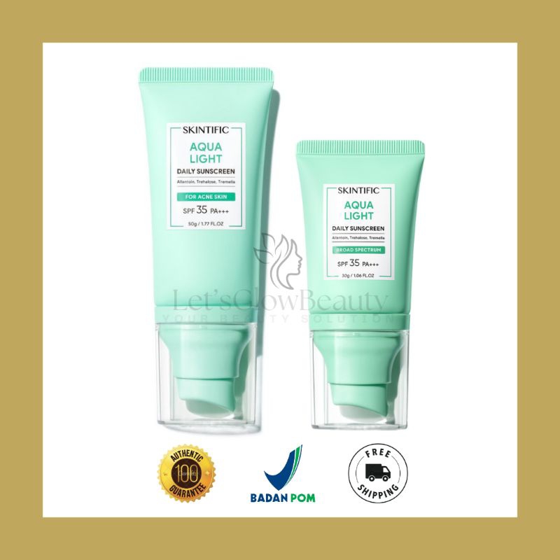 Jual SKINTIFIC - Aqua Light Daily Sunscreen SPF 35 PA+++ 50g | Shopee ...