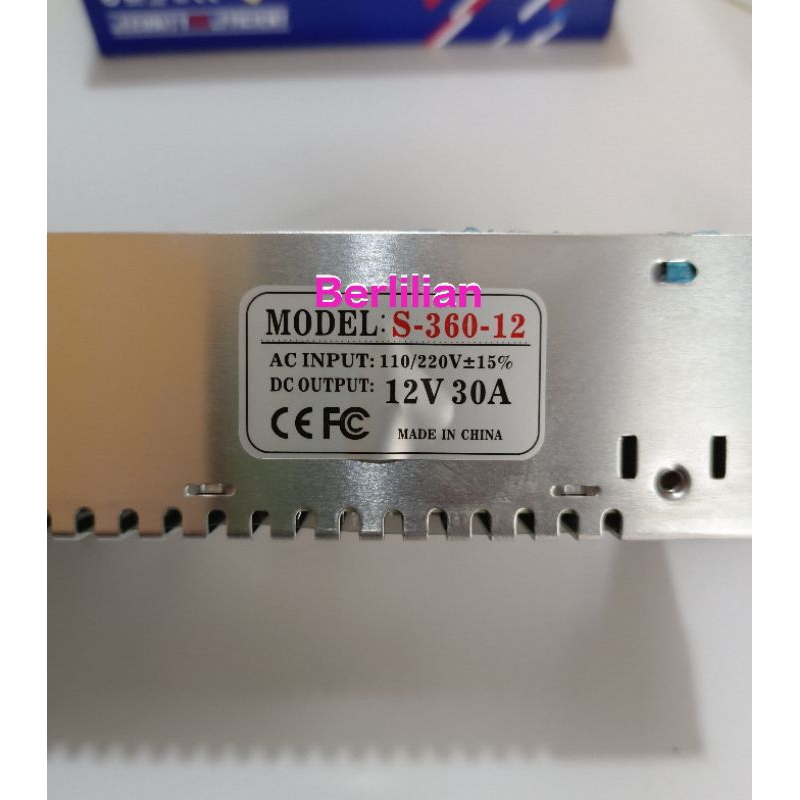 Jual Power Supply 12V 30A DC Model S-360-12 input AC 110/220V Kualitas ...