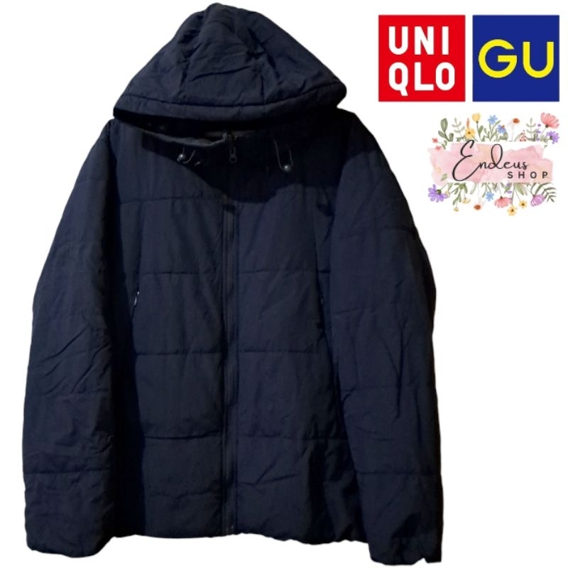 Jual JAKET GU UNIQLO GELEMBUNG WINTER SIZE XL WARNA DARK NAVY | Shopee Indonesia