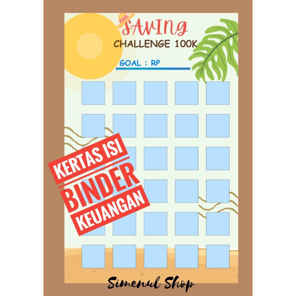 Jual Kertas Binder Saving Challenge Size A6 (6 holes) - FULL COLOR | Shopee Indonesia
