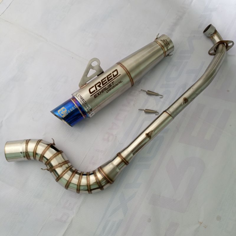 Jual Original 100% Creed exhaust conical open pipe 1set big elbow Xrm ...
