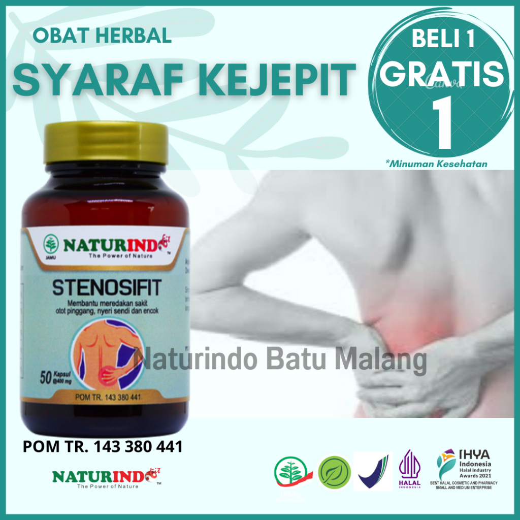 Jual NATURINDO STENOSIFIT Obat Saraf Kejepit Sakit Pinggang Syaraf ...