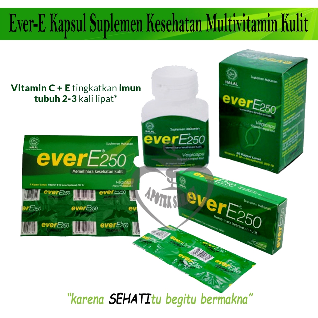 Jual EverE250 Vitamin Kulit Antioksidan Per Strip isi 6 Kapsul Ever E ...