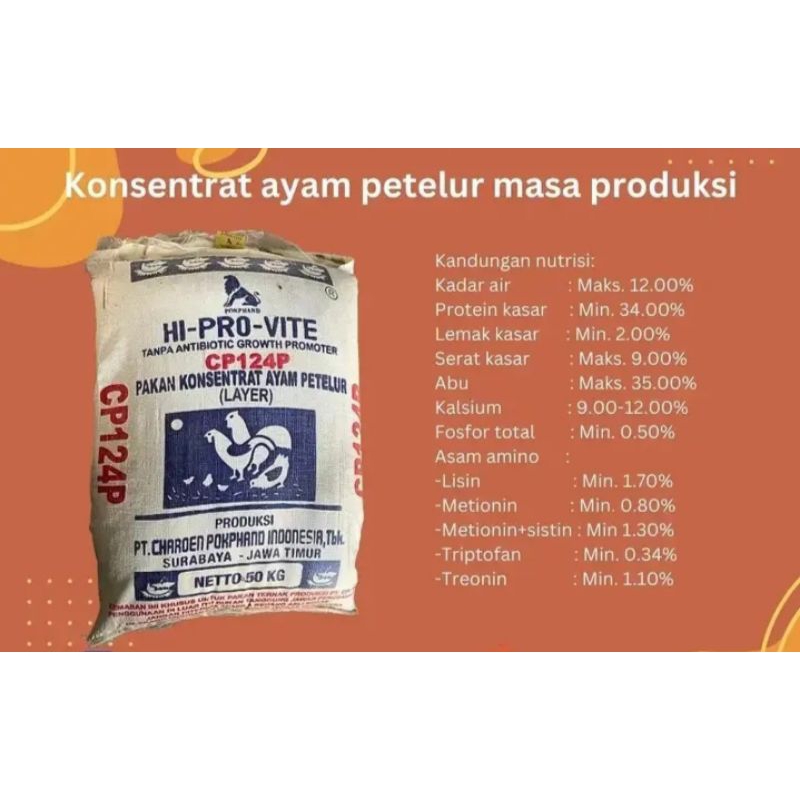 Jual PAKAN AYAM PETELUR CP124P 1KG KONSENTRAT AYAM PETELUR KEMASAN ECER ...