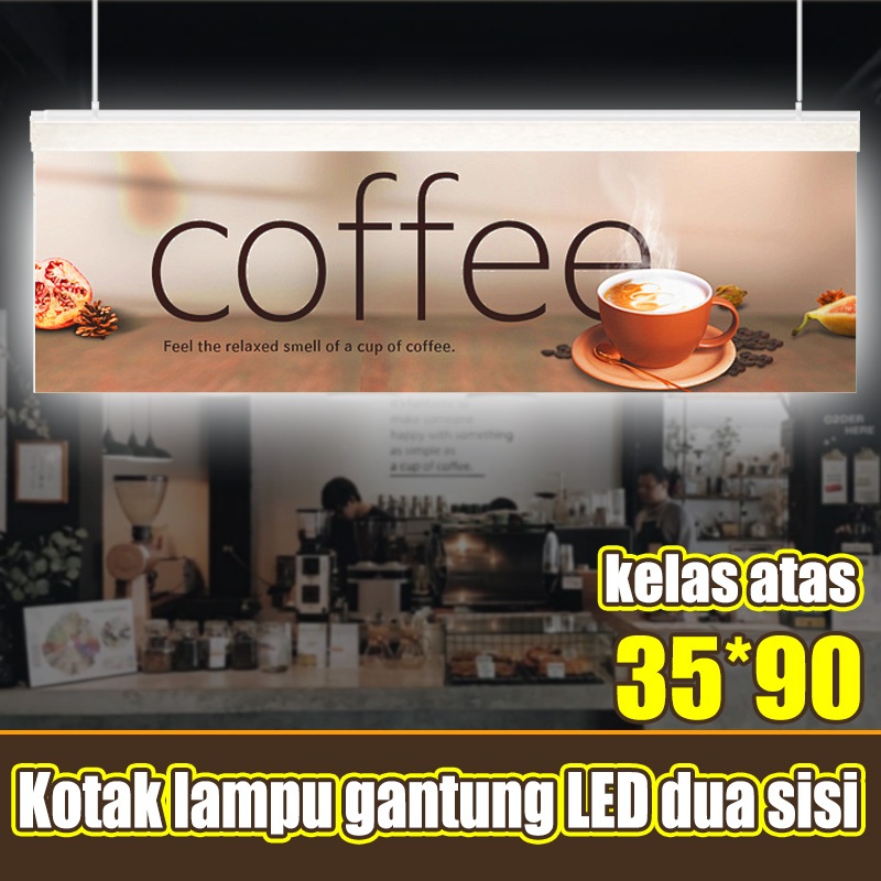 Jual Tanda Kedai Kopi LED Gantung, Dua Sisi, Lampu LED Terang Tinggi ...