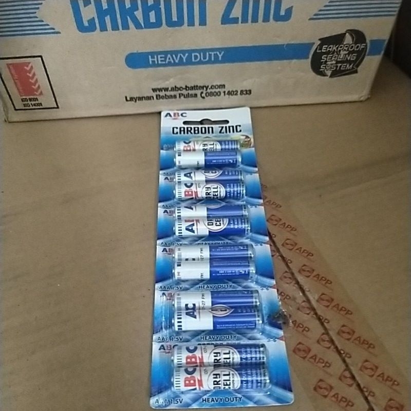 Jual batu baterai ABC AAA biru / batre remot ABC A3 1 renceng isi 12 ...