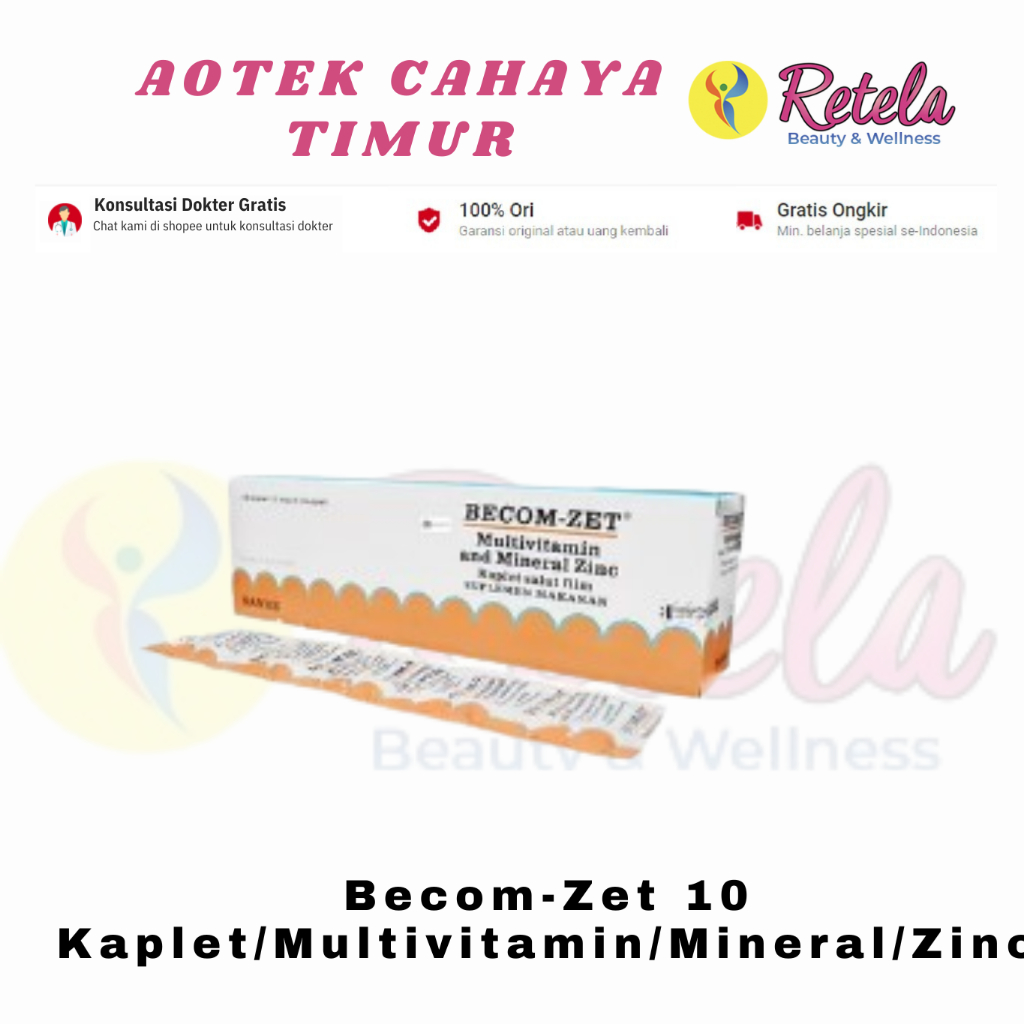 Jual Becom-Zet 10 Kaplet/Multivitamin/Mineral/Zinc | Shopee Indonesia