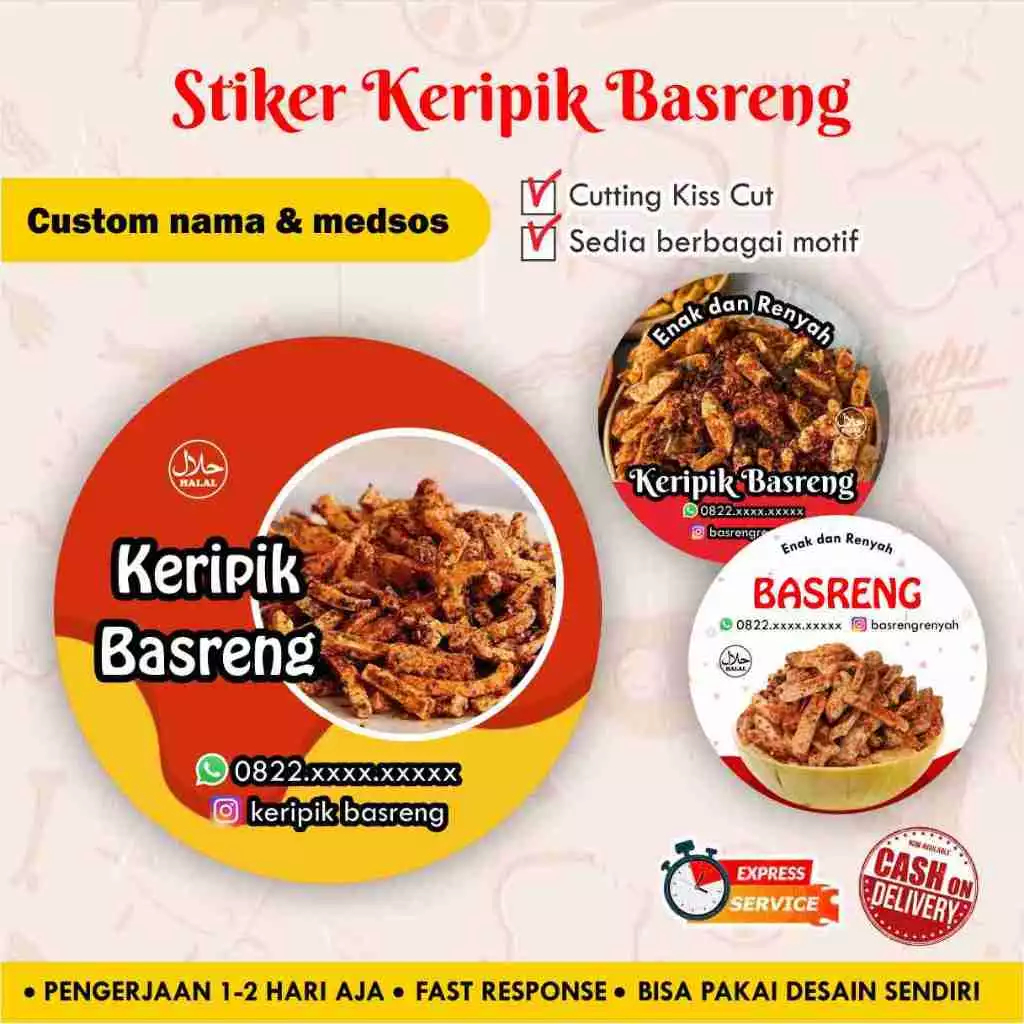 Jual [170 pcs] Stiker Keripik Basreng Cromo / Label kemasan makanan ...