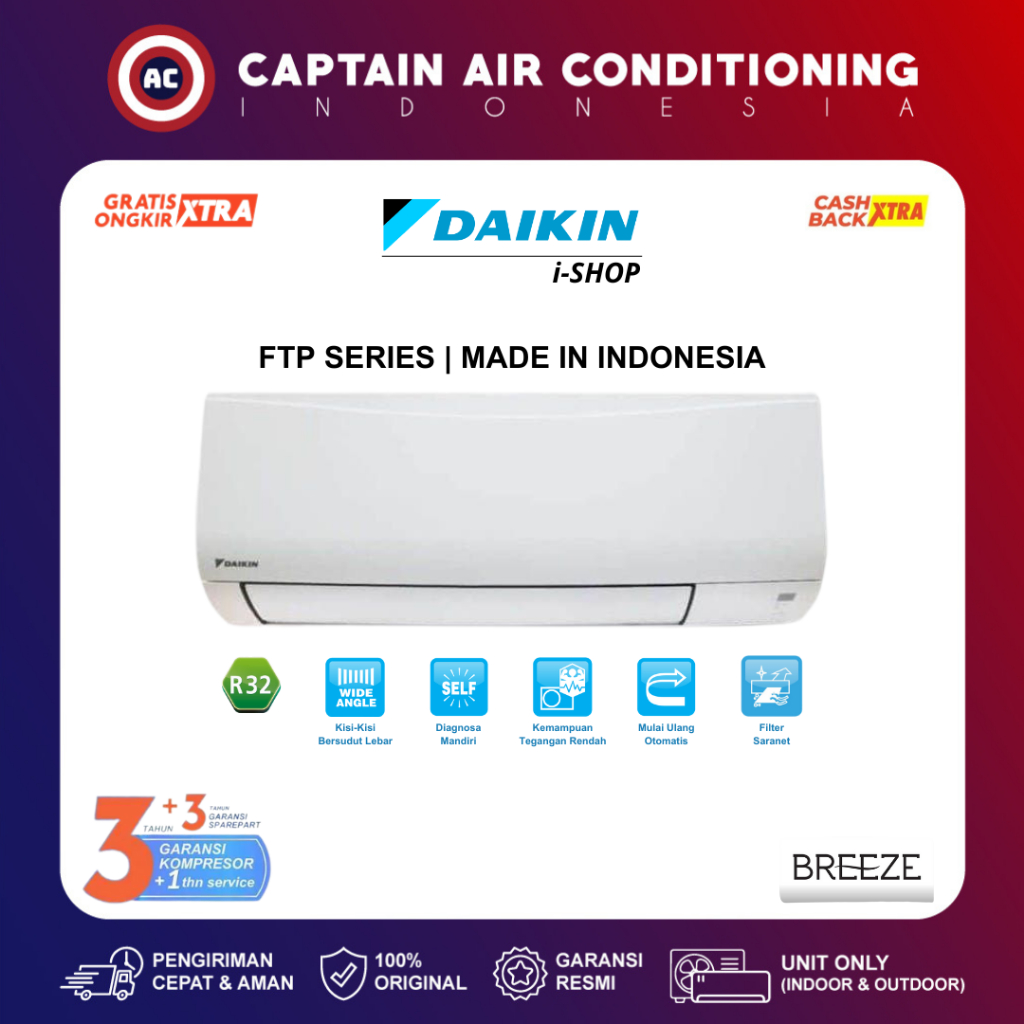Jual DAIKIN AC Split FTP-15 / FTP15 1/2 PK Breeze Standard (Indonesia ...