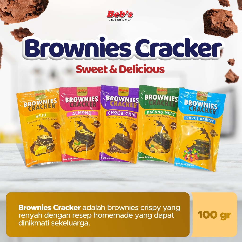 Jual Brownies Cracker Kemasan Pouch 100gr | Keripik Brownies Crispy ...