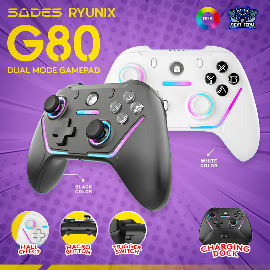 Jual Sades Ryunix G80 Gamepad Hall Effect Dual Mode Trigger Switch Gaming Controller with ...