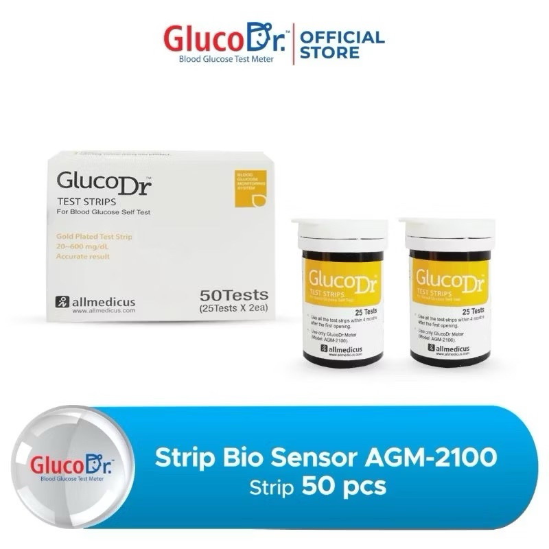 Jual GLUCO DR BIO SENSOR STRIP GLUCOSE STIK ISI ULANG GULA DARAH AGM 2100 (BOX KUNING) | Shopee ...