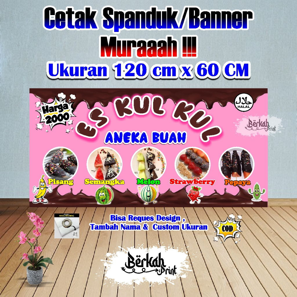 Jual Spanduk Banner Es Kul Kul Ukuran 120 cm x 60 cm | Shopee Indonesia