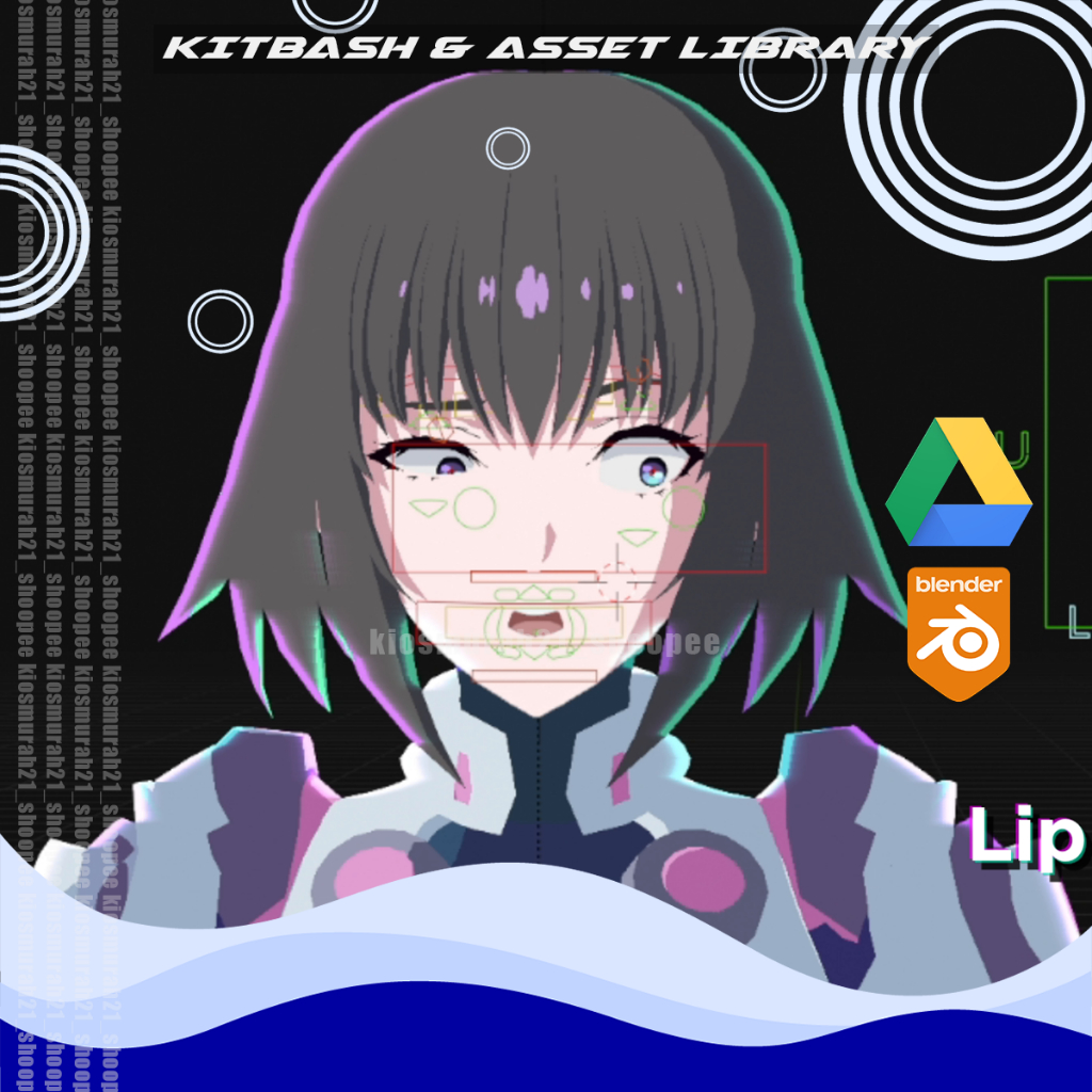 Jual Cyberpunk Anime Girl Blender Rig - EMILY Kitbash 3D Blender 3D ...