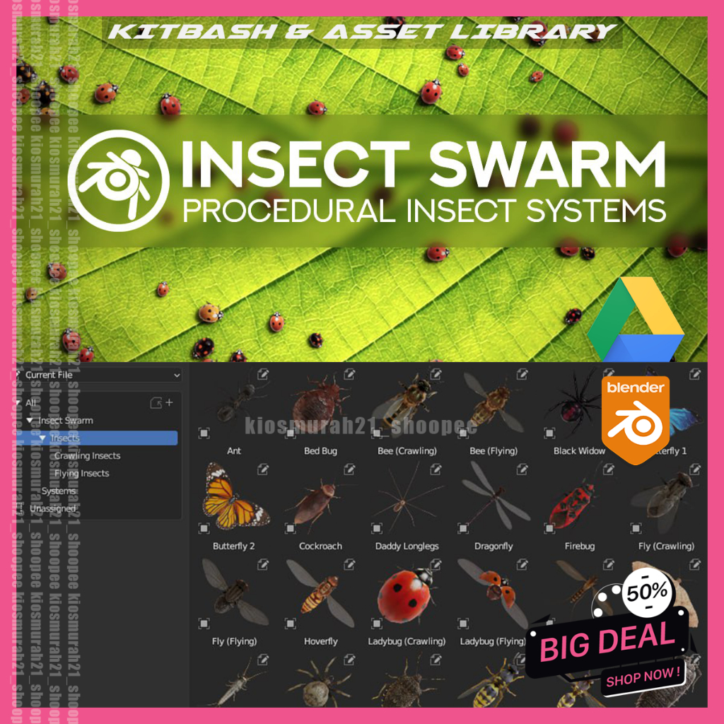 Jual Insect Swarm - Procedural Insect Systems Kitbash 3D Blender 3D ...