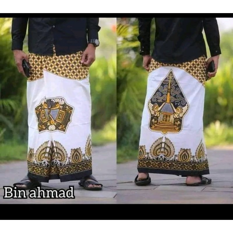 Jual SARUNG BATIK MOTIF GUNUNGAN WAYANG PUTIH KUNING UNTUK DEWASA ...