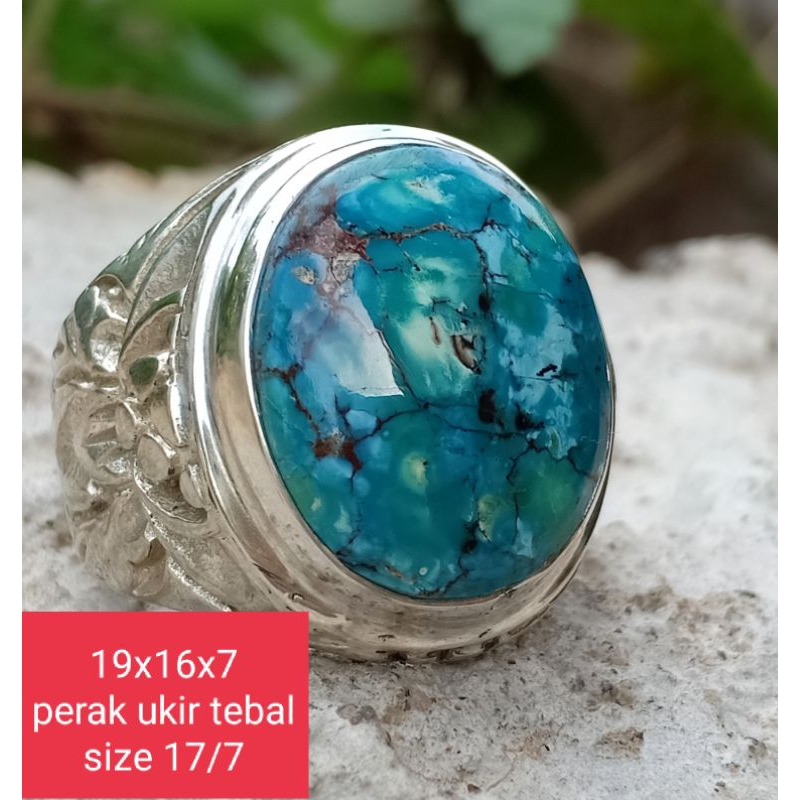 Jual Natural pirus urat merah mesir ring perak tebal | Shopee Indonesia
