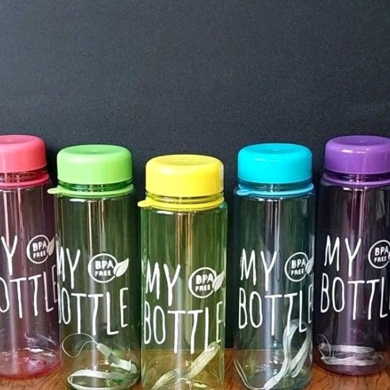 Jual B ( B170 ) BOTOL MINUM PLASTIK MY BOTTLE BULAT BENING TALI 500 ML ...