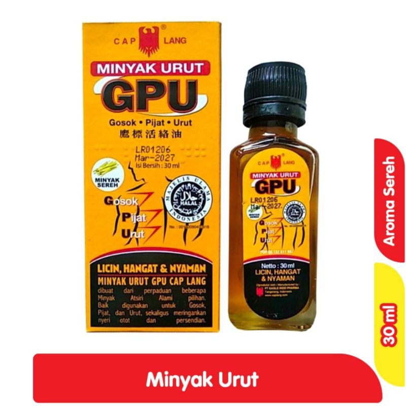 Jual CAP LANG GPU minyak pijat urut gosok sereh 30ml | Shopee Indonesia