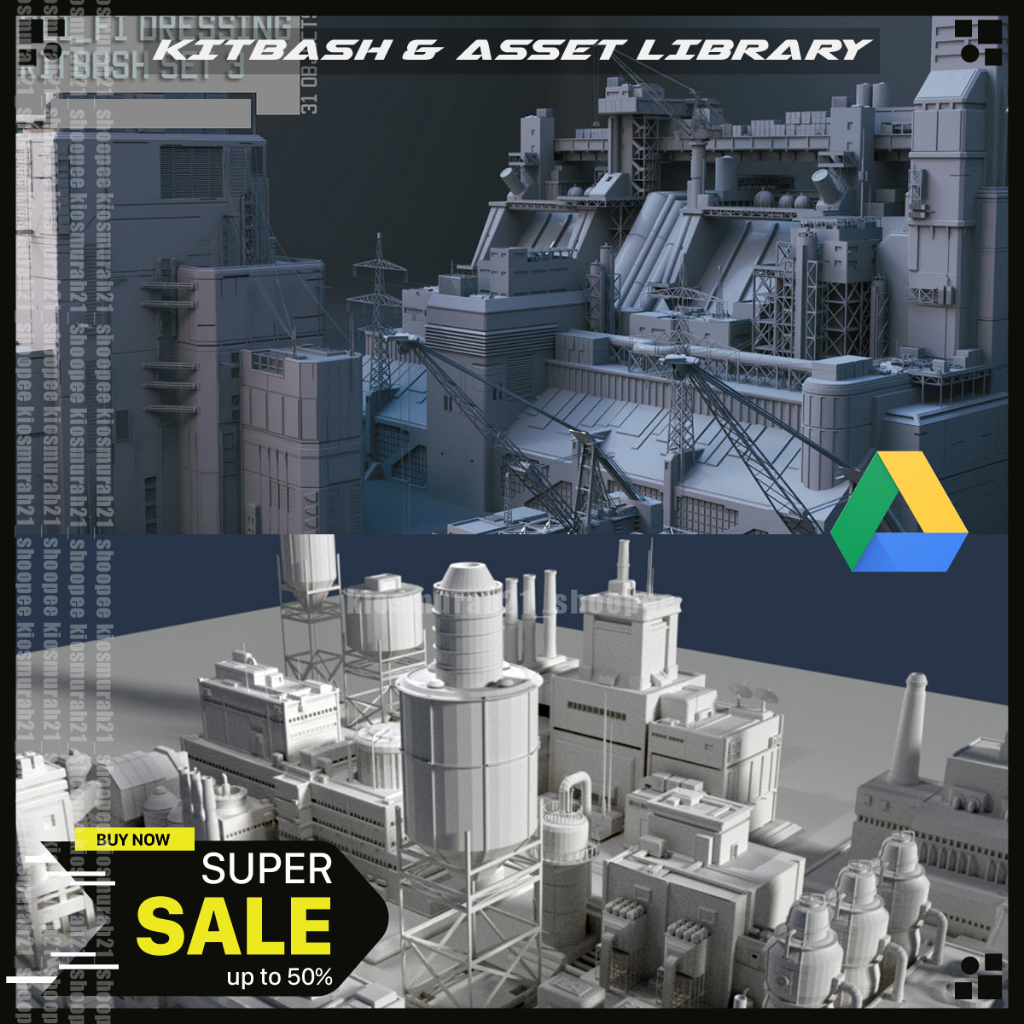 Jual Scifi dressing kitbash set 3 Kitbash 3D Model Asset Library ...