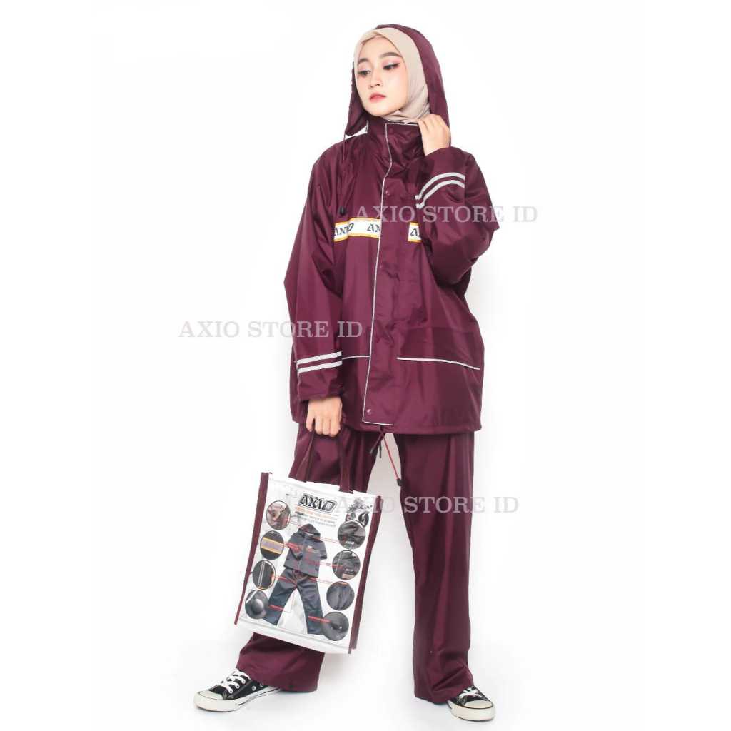 Jual Ready Stok Jas Hujan Cewek Axio Merah Maroon Original Bisa Bayar ...