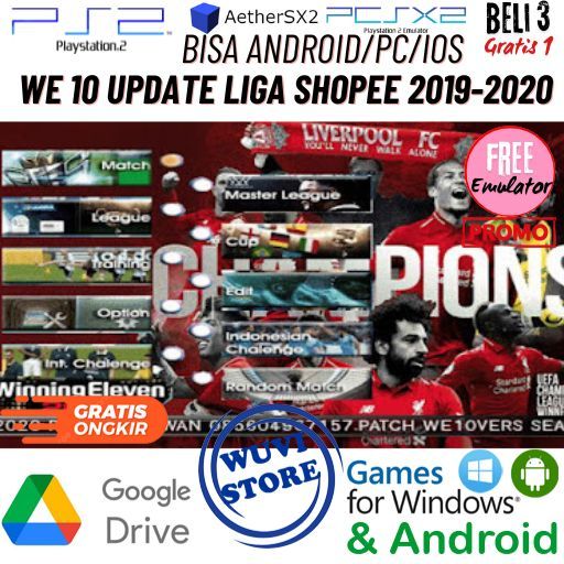 Jual PS 2 WE 10 update Liga Shopee 2019-2020 Bisa di PC / Android / IOS Plus Emulator | Beli 3 ...