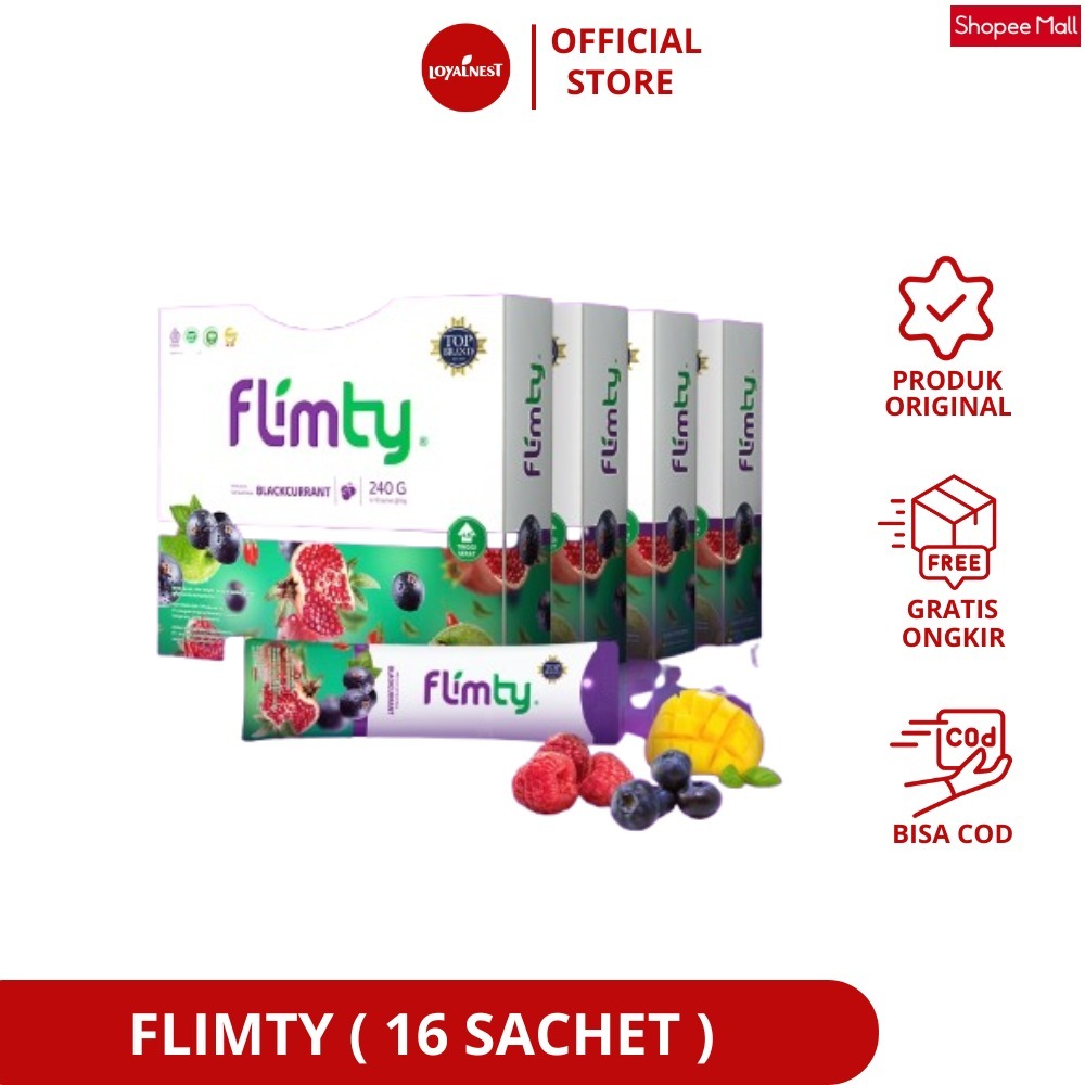 Jual FLIMTY 1 BOX 16 SACHET BPOM HALAL FIBER ORIGINAL FLYMTY FLIMTI ...