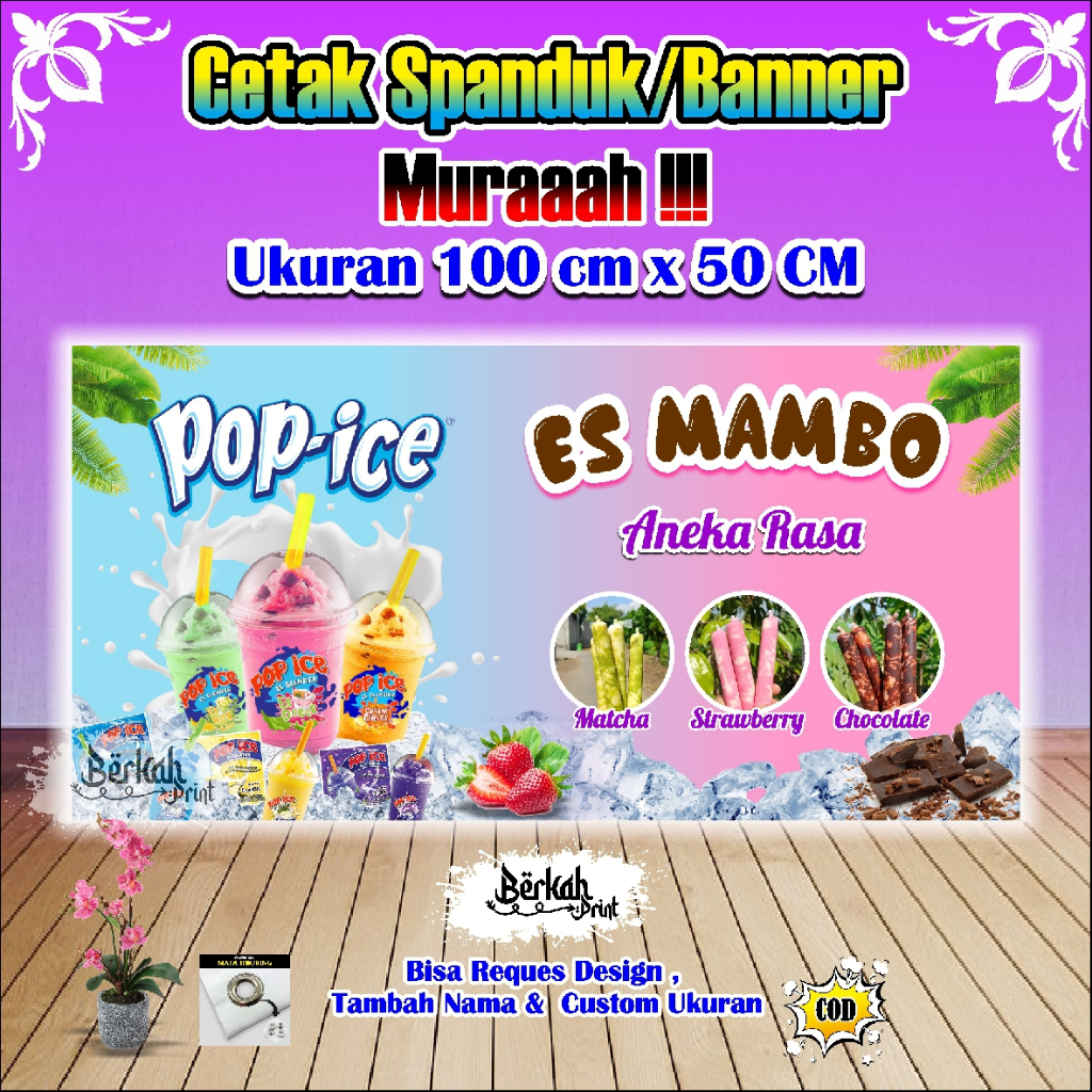 Jual Spanduk Banner Pop Ice & Es Mambo Ukuran 100 cm x 50 cm | Shopee ...