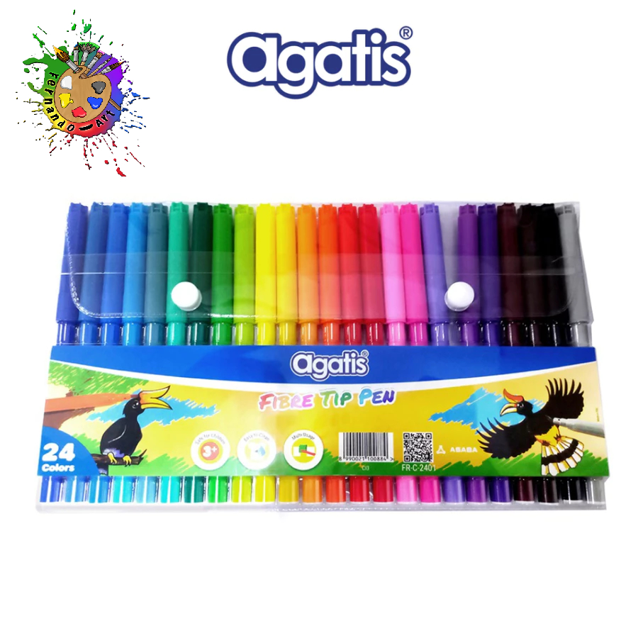 Jual Spidol Agatis Fibre Tip Pen 24 Warna | Shopee Indonesia