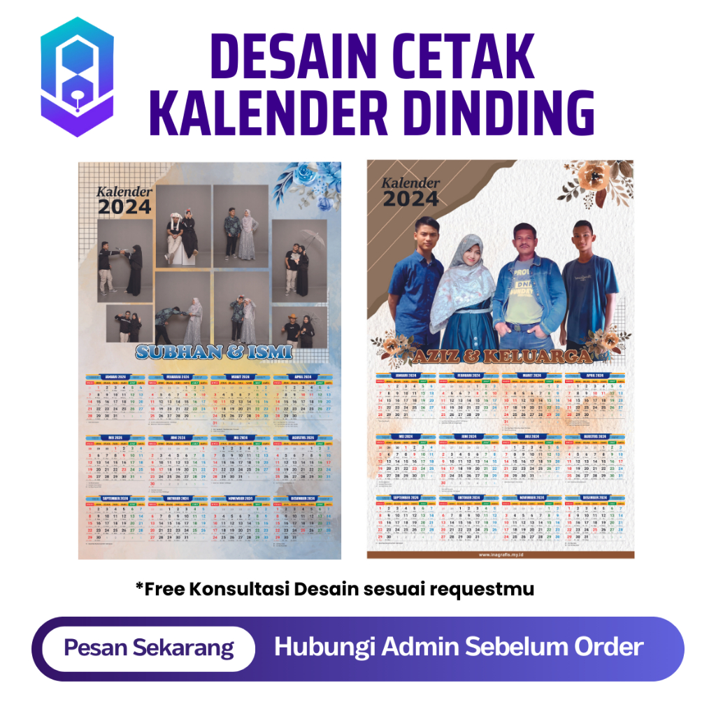 Jual Kalender Custom 12 Bulan, Kalender Dinding A3+, Kalender Satu ...