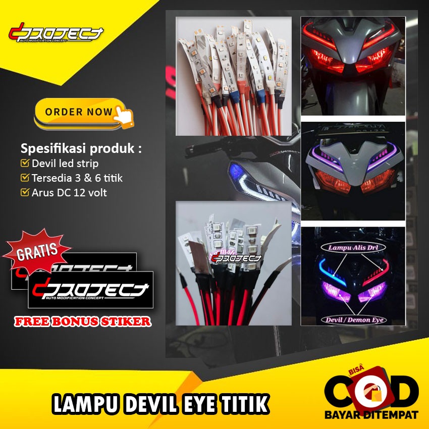 Jual LAMPU DEVIL DEMON EYES 3 LED STRIP/6 LED STRIP / LAMPU DEVIL MOTOR ...