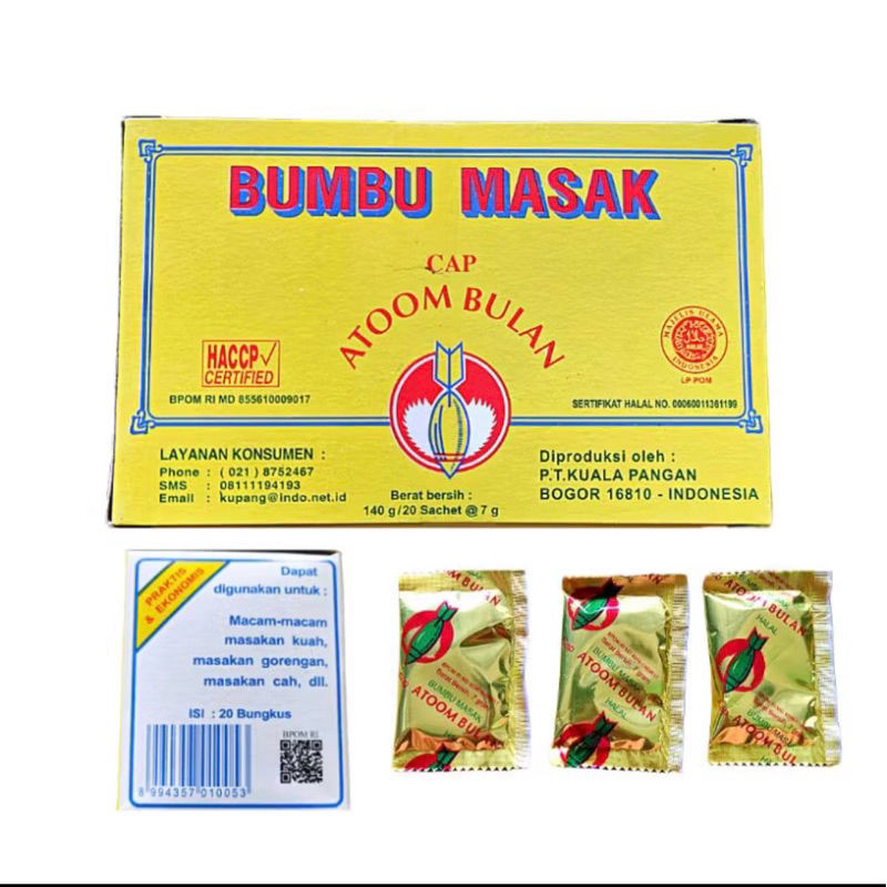 Jual Bumbu Masak Cap Atom Atoom Bulan 1 Dus isi 50 x 20 sachet / 1000 ...