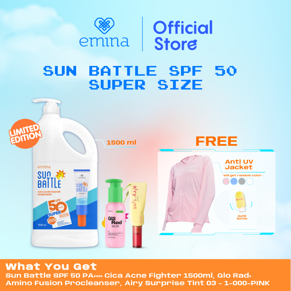 Jual [LIMITED SUPER SIZE] EMINA SUN BATTLE SPF 50 ALL GENERATIONS ...
