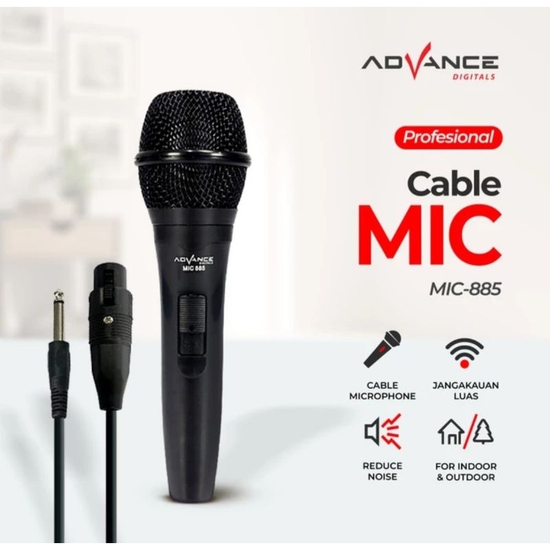 Jual Mic Kabel Advance MIC-885 Single Mic/Advance MIC885 Profesional Dynamic Microphone ORI ...